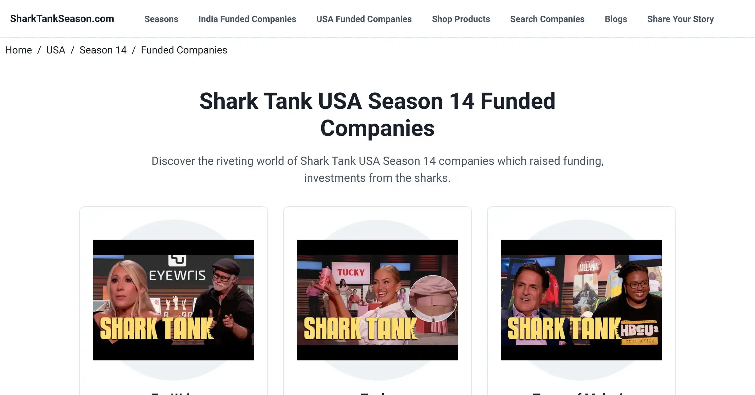 Explore Shark Tank USA Season 14 Funded Companies and Products